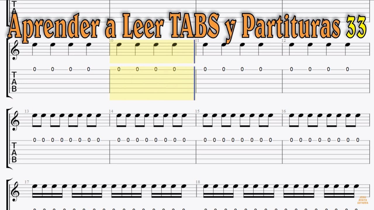 Aprender a Leer Tablaturas TABS y Partituras - Ejercicio 33 y PDF...