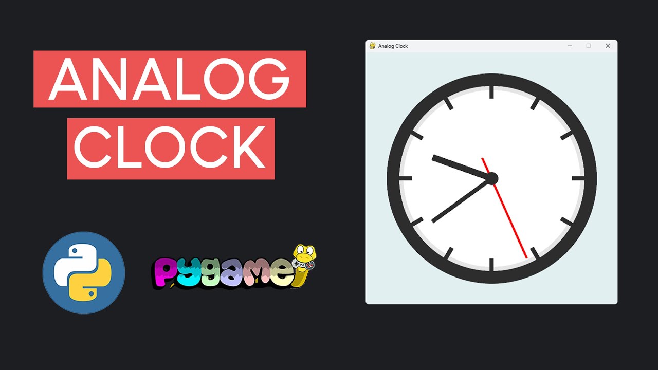 Python & Pygame Analog Clock Tutorial OOP