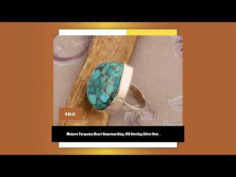 Mohave Turquoise Heart Gemstone Ring, 925 Sterling Silver Designer Handmade Ring, Valentines Day ...
