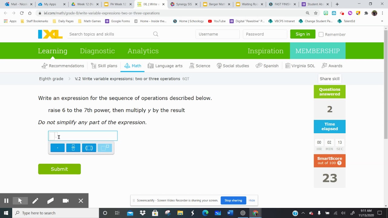 IXL Examples: V.2 Write Variable Expressions