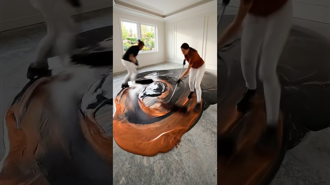 Old Concrete to LUXURY Floor ✨😱 (Epoxy Magic) #aitransformation #satisfying #synapsestudio