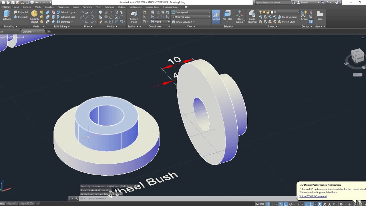 Autocad 2019 - Tutorial 10: Solid Modelling