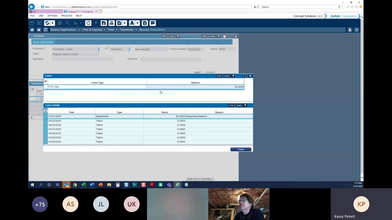 Deltek Costpoint - User Timesheet Training