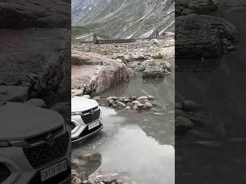 Fronx Water Crossing…… #travel #spiti #automobile #bridge #travelvlog #mountain #suspensionbridge