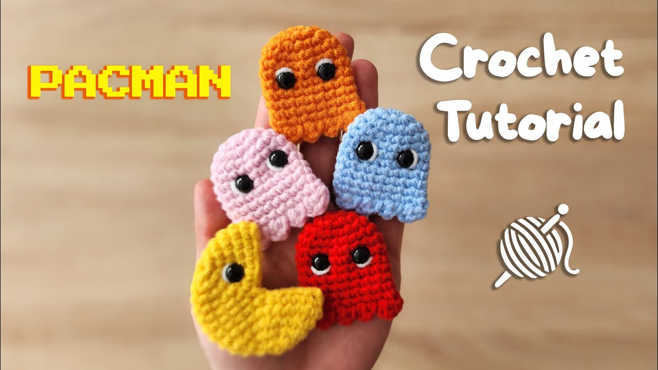 Pacman 🎮 and Ghosts 👻 Step-by-step tutorial - Amigurumis with crochet magnet - Free Pattern