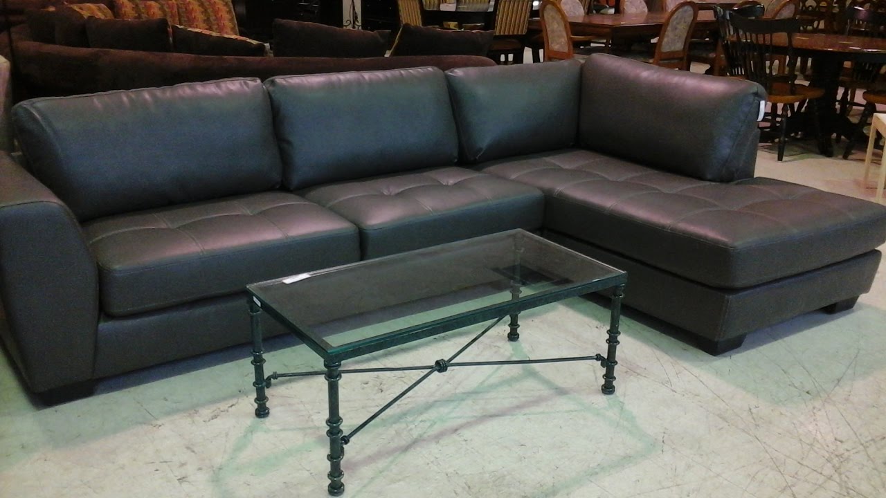 Dark Grey Leather Sectional