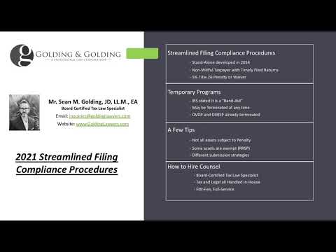 2021 Streamlined Filing Compliance Procedures SFCP