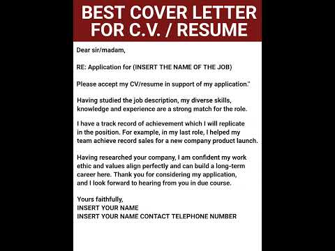 BEST COVER LETTER for JOB APPLICATIONS! don't miss #coverletter