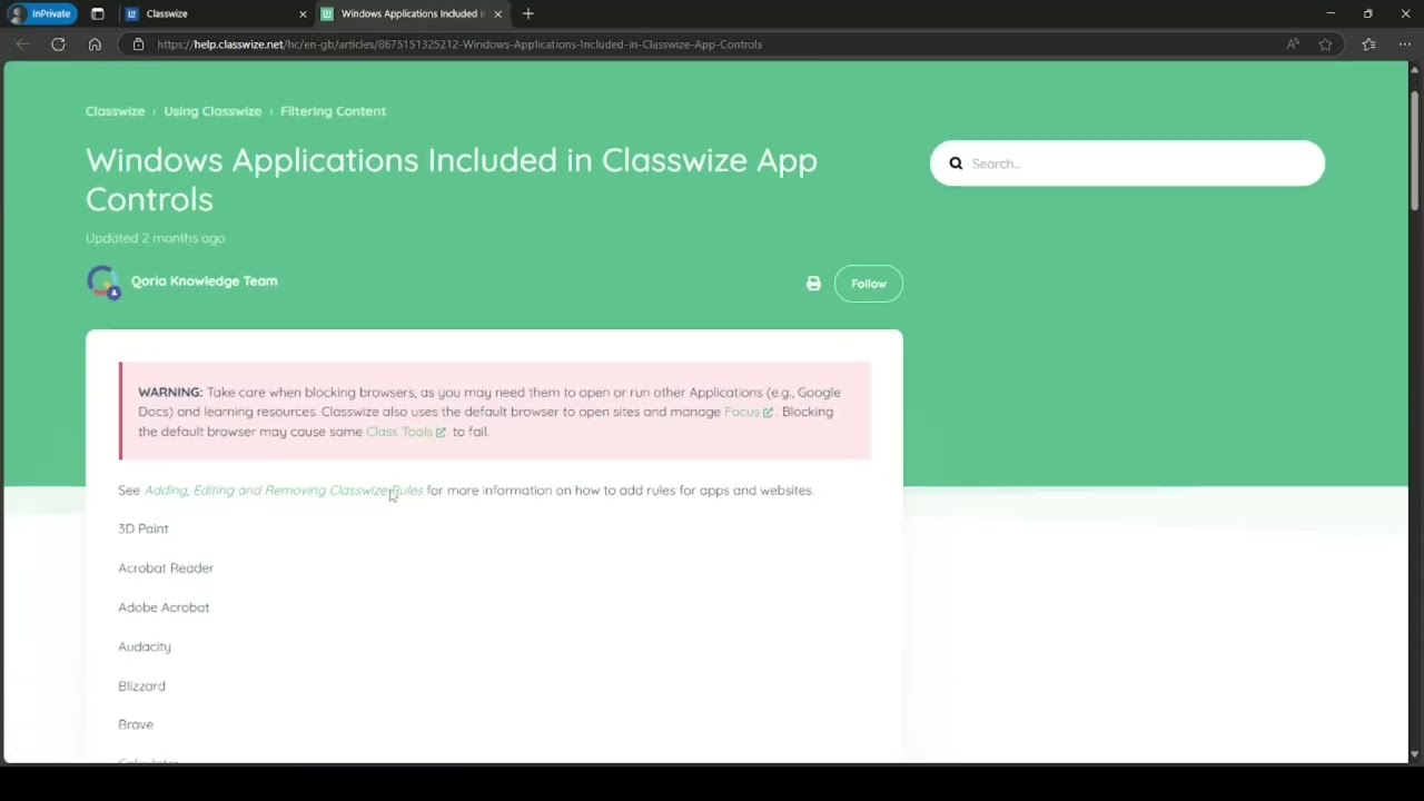 Classwize Class Tools: Rules