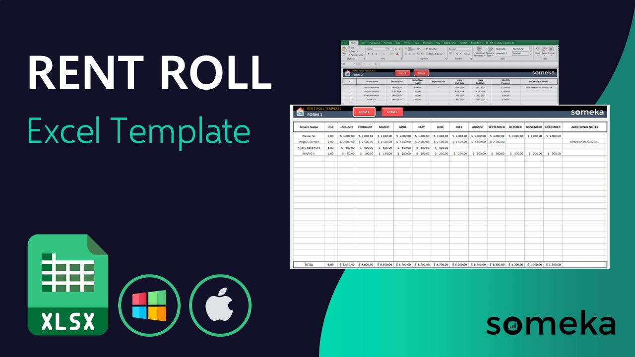Rent Roll Excel Template | Basic Spreadsheet for Landlords