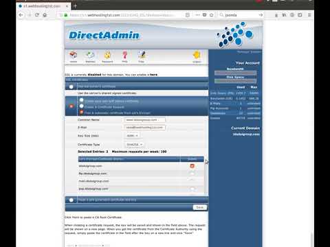 DirectAdmin - How to create free SSL certificate - Let's Encrypt?