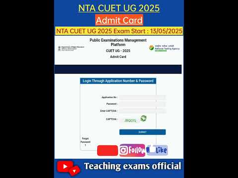 NTA CUET UG 2025 Admit Card 🔥#teachingexamsofficial #nta #cuet #cuetexam #cuet2025 #cuetadmitcard