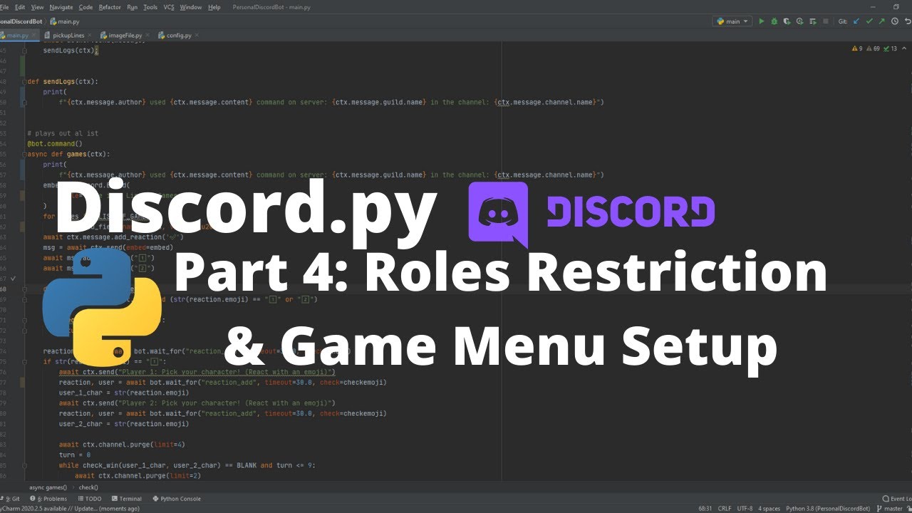Discord.py Role Restriction & Game Menu Setup in Python
