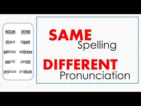 Words with SAME spelling that are spoken DIFFERENTLY. Putting stress on first or second syllable