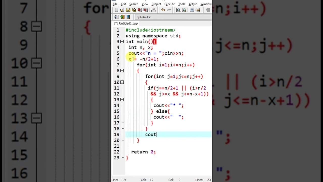 C++ pattern code. Pattern Programs Tutorial: Part 6 - Character patterns