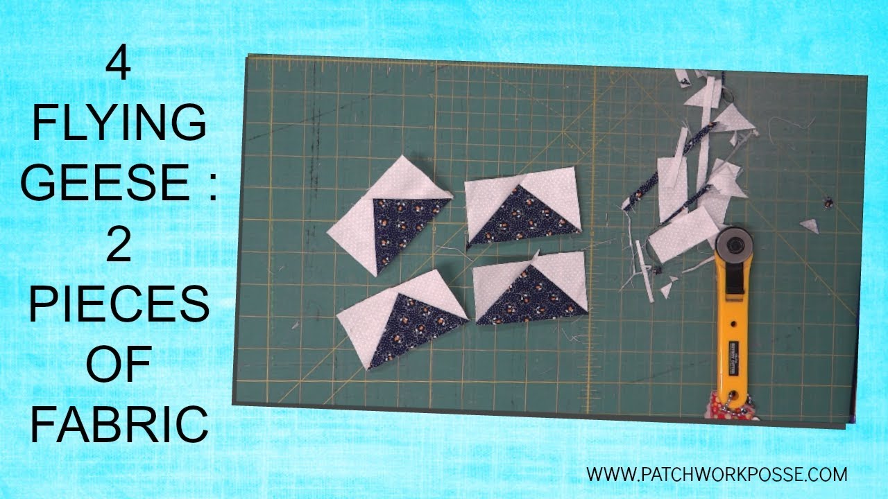 4 Flying Geese Quilt Blocks - 2 pieces of fabric