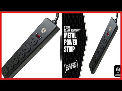 Southwire 5120 20 Amp Rated, 6 Outlet all Metal Power Strip with NEMA 5 20 P&R, 6 Foot 123 Cord