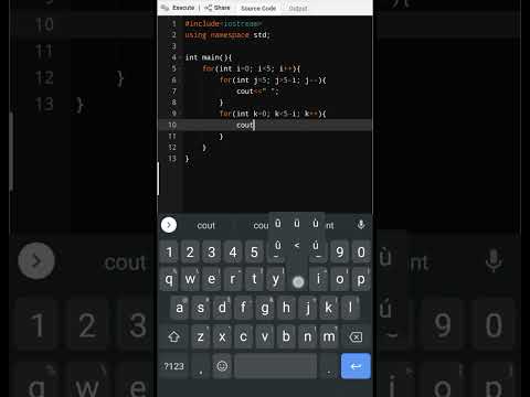 180 Degree Rotated Inverted Pyramid Pattern #shorts #coding