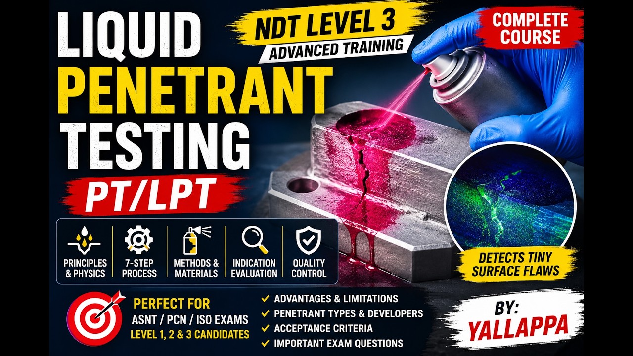 Liquid Penetrant Testing (PT/LPT) Level 3 Full Training | NDT PT Complete Course