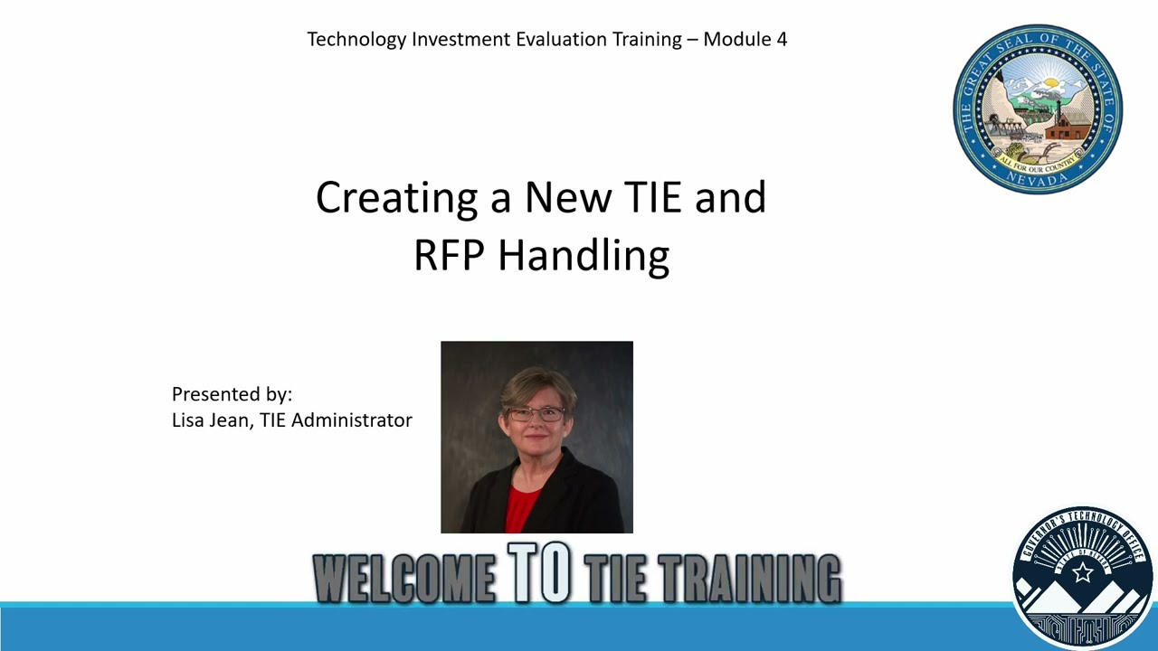 Module 4 - TIE Training  Create New TIEs and Understand RFPs