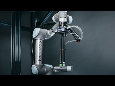 Covariant-powered robot picking transparent water bottles