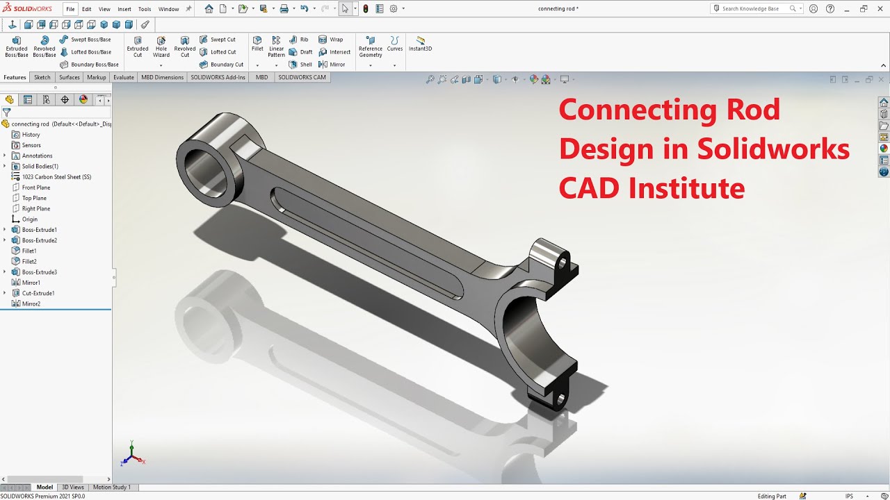 How to make connecting rod in solidworks