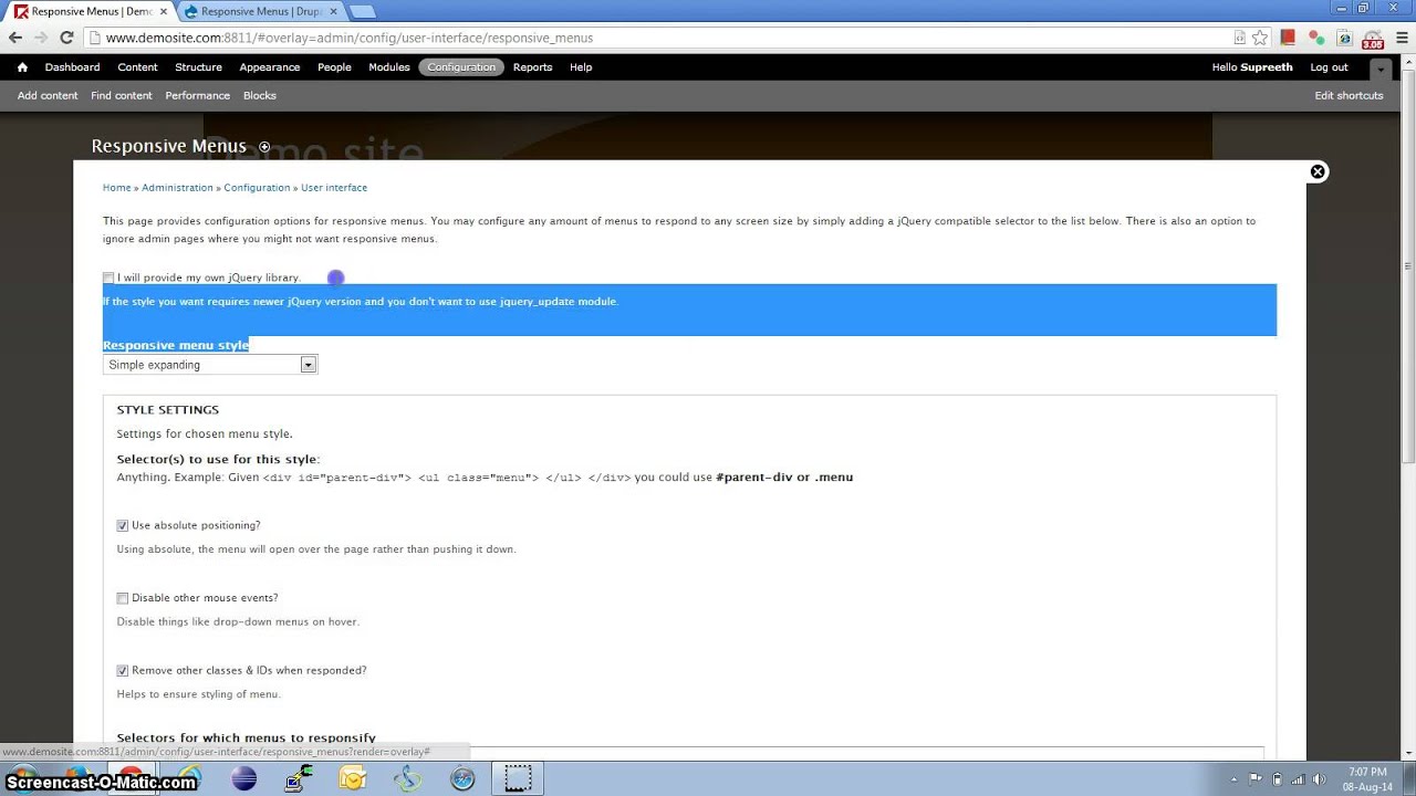 Setup Responsive menu module in drupal