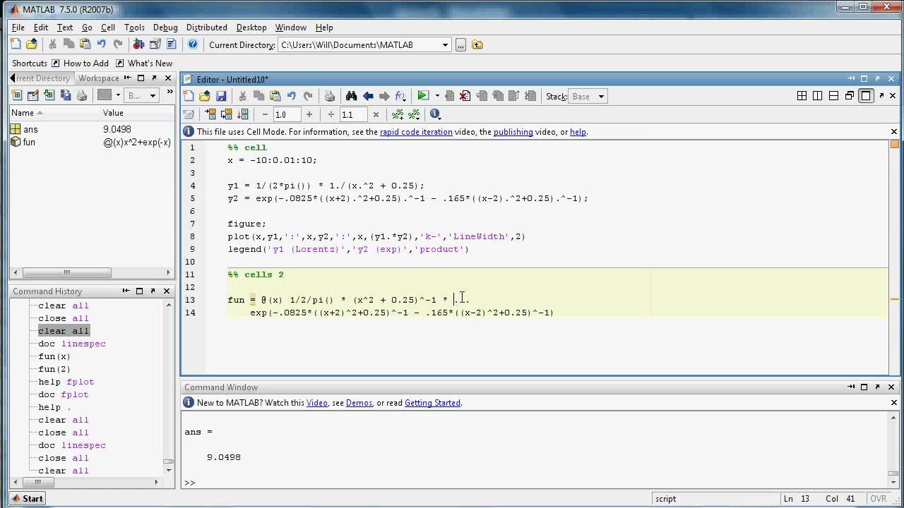 Matlab 4 of 4 Function Handles and fplot