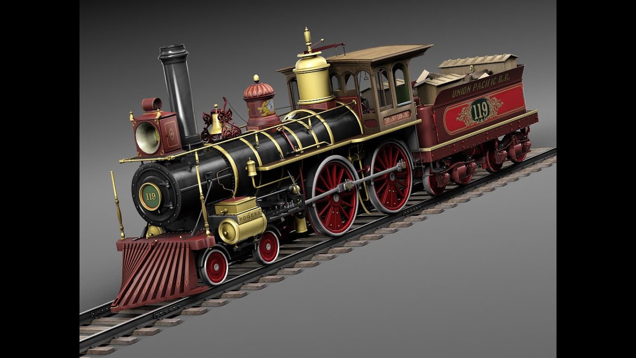3D Model: Union Pacific 119 Steam Train 1868 - CGriver.com
