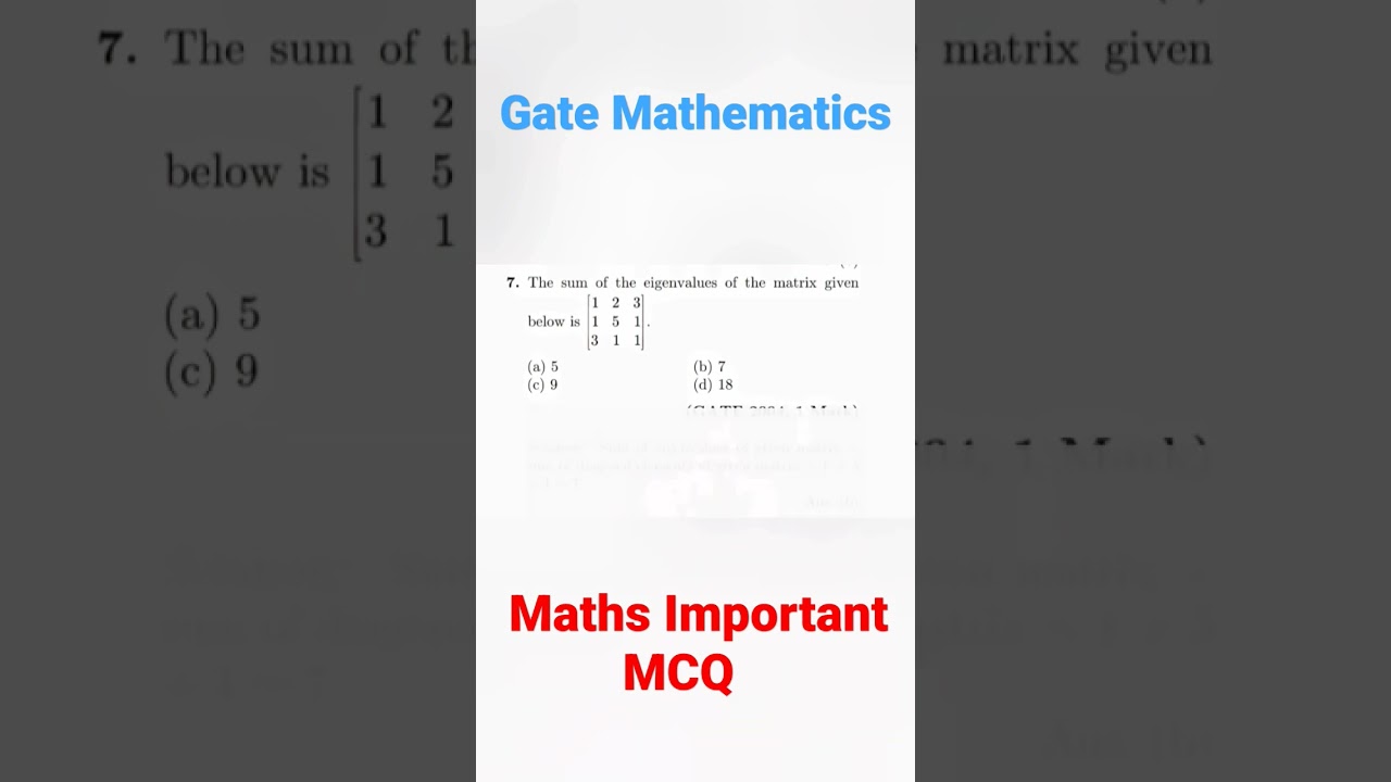 Gate mathematics  || Maths mcq || maths important question