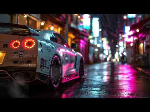NISSAN GTR NISMO R35 NEON RAINY NIGHT STREET || 4K LIVE WALLPAPER
