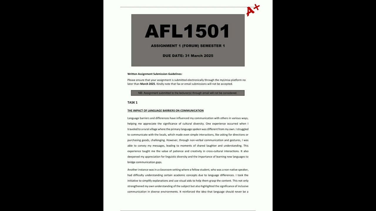 AFL1501 Assignment 1 FORUM DETAILED ANSWERS Semester 1 2025 655302 DUE 31 March 2025