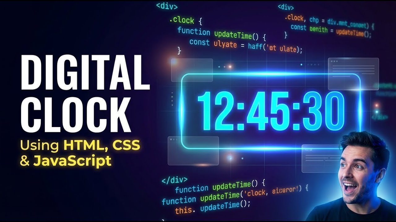 Digital Clock using HTML, CSS & JavaScript | Real-Time Clock Project (Beginner Friendly)