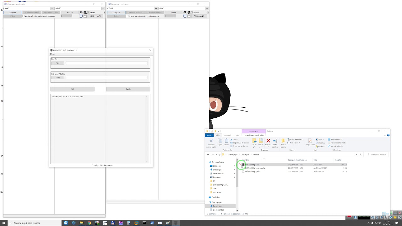 DiffPatchWpf binary diff compare and save patchs for use in other bin