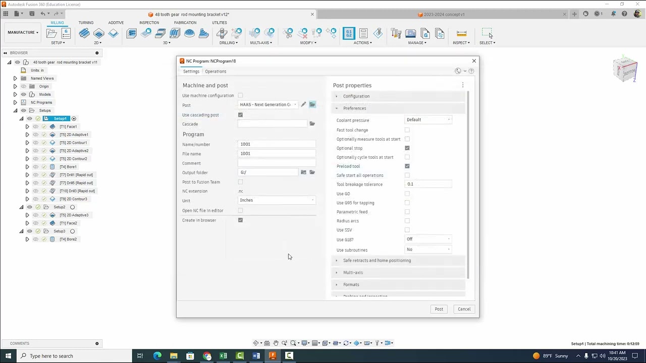 How to Post Process your G-Code/NC File with Fusion 360 CAM Software