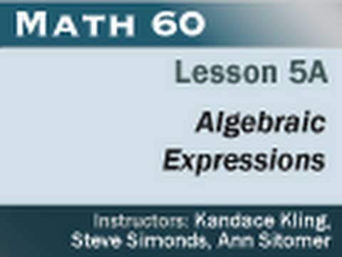 Math 60 - Lesson 5a