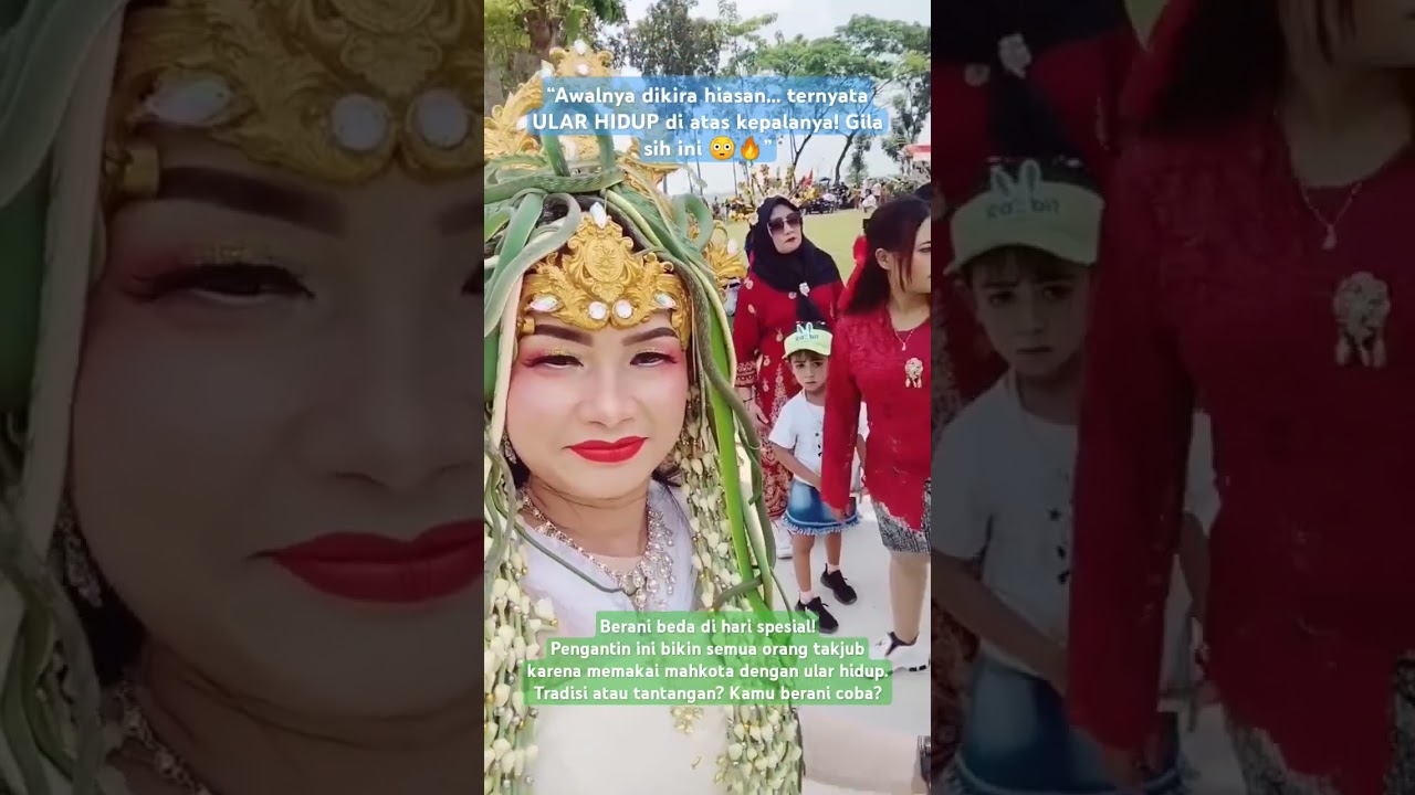 Pengantin Ini Pakai Mahkota Ular Hidup, Penonton Langsung Merinding!#shorts