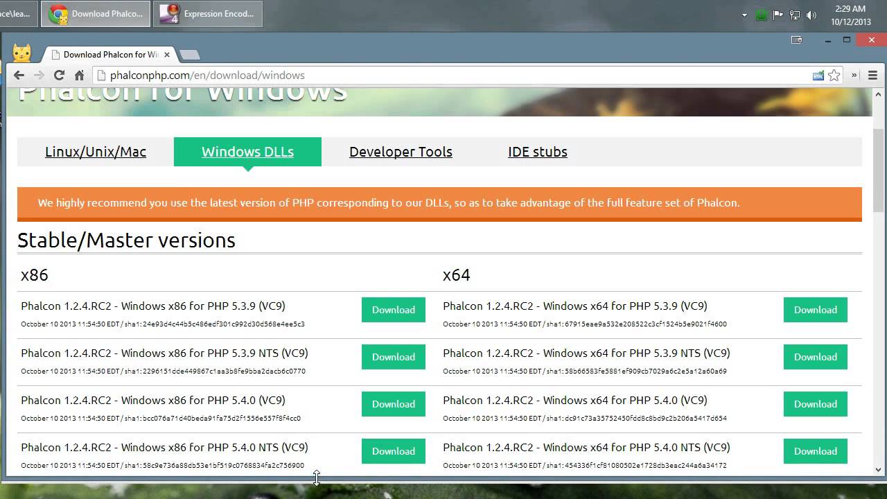 Phalcon Php Framework / 1.2 Windows Installation