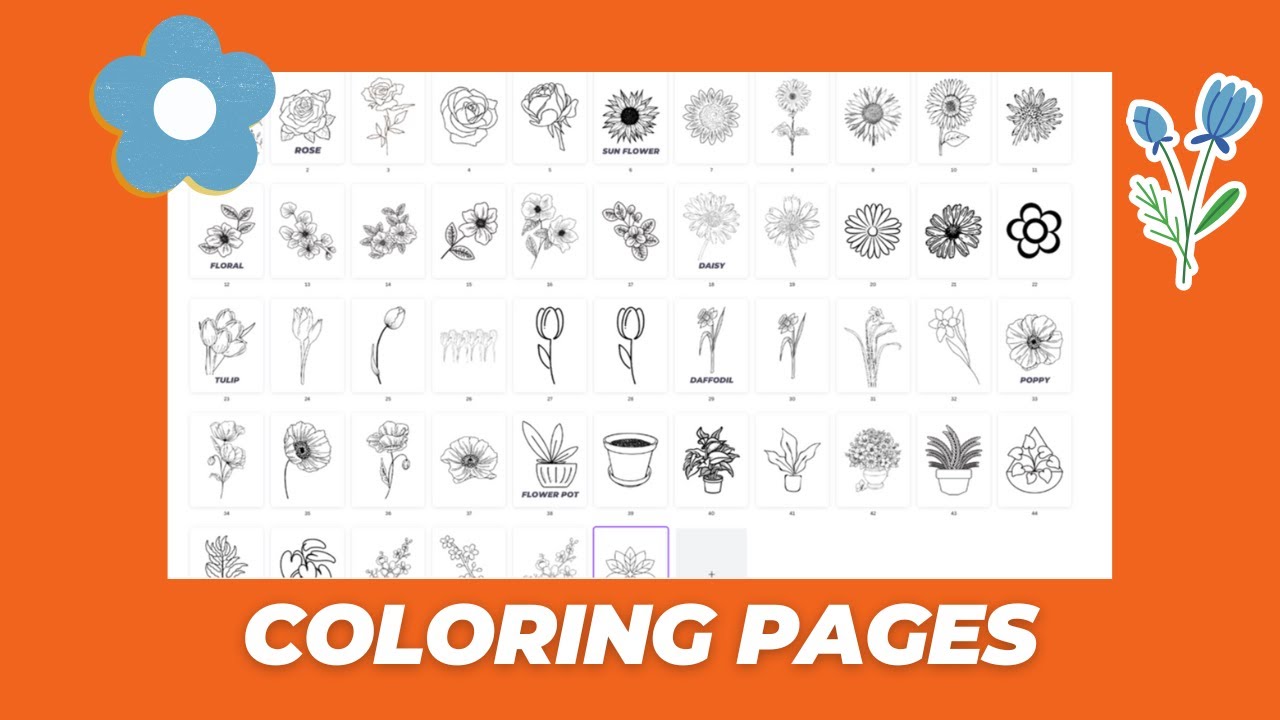 Flower Coloring Pages - Printable & digital Gift of Relaxation for All Ages