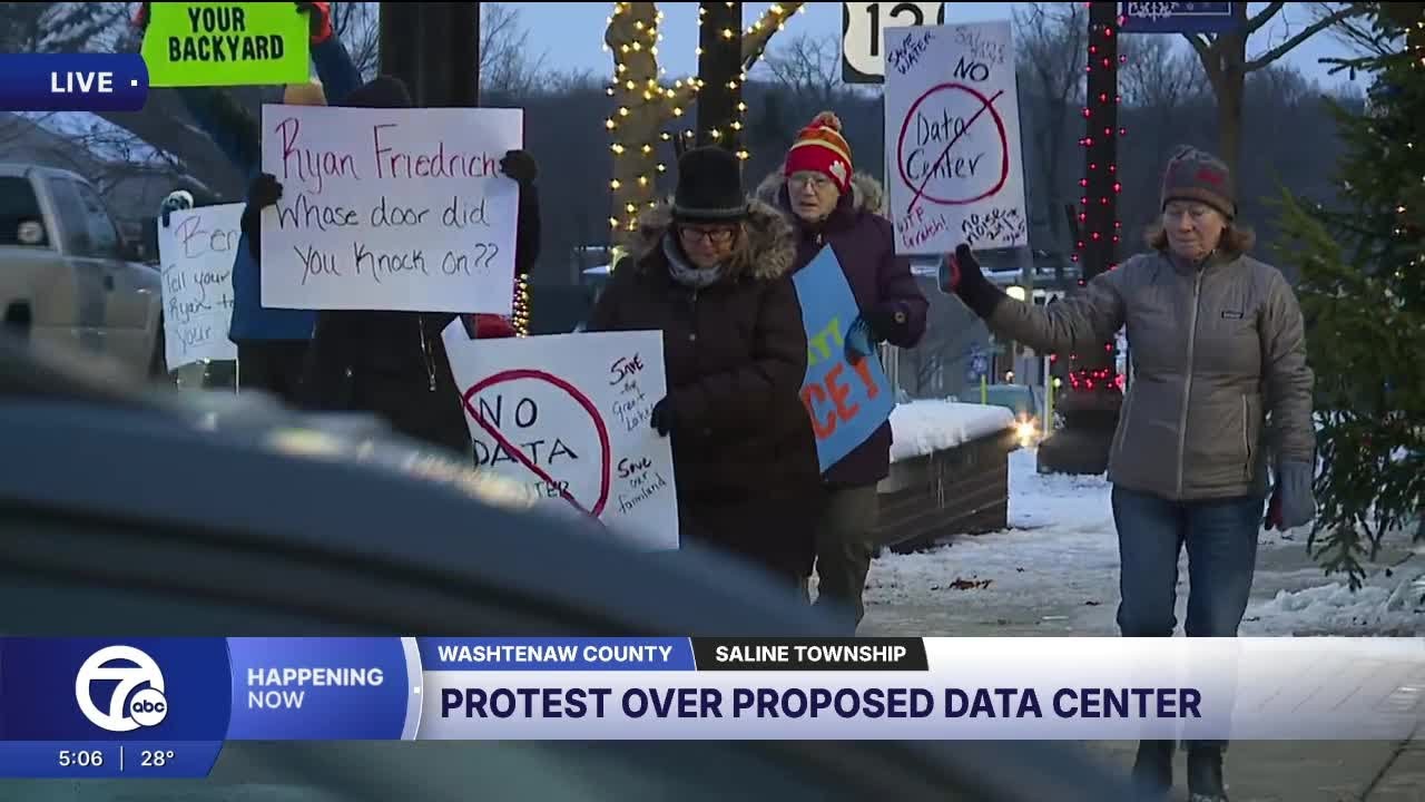 Protest in Saline Township over proposed data center