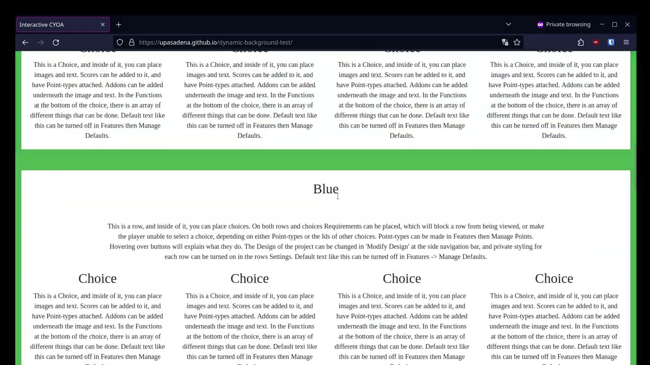 Dynamic Background Example – Interactive CYOA Creator