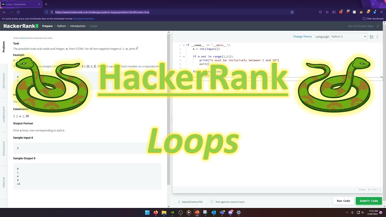 HackerRank (Python): Loops