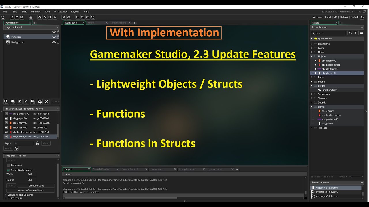 GameMaker Studio 2 2.3 beta update - Simple Game Tutorial using Structs and Functions / Methods