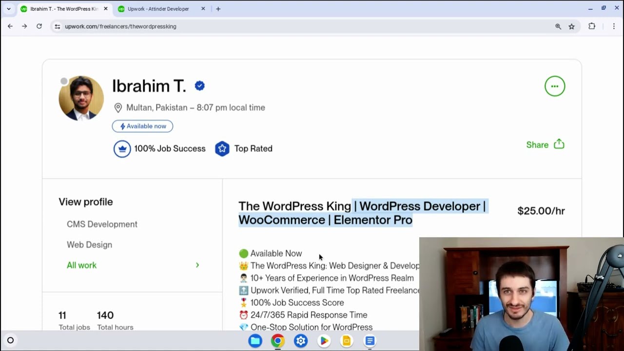 Upwork profile review - Ibrahim (Wordpress Developer)