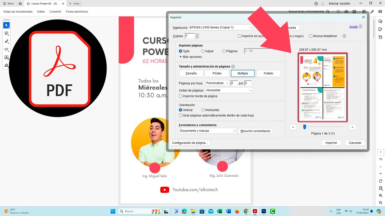 Como IMPRIMIR 2 a más hojas de un PDF en 1 Hoja Física
