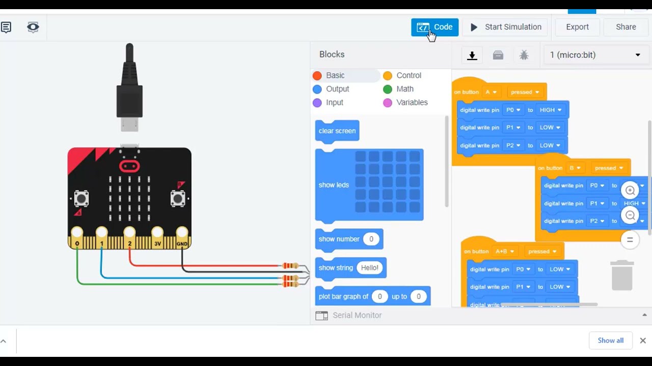 Control an RGB LED with Microbit