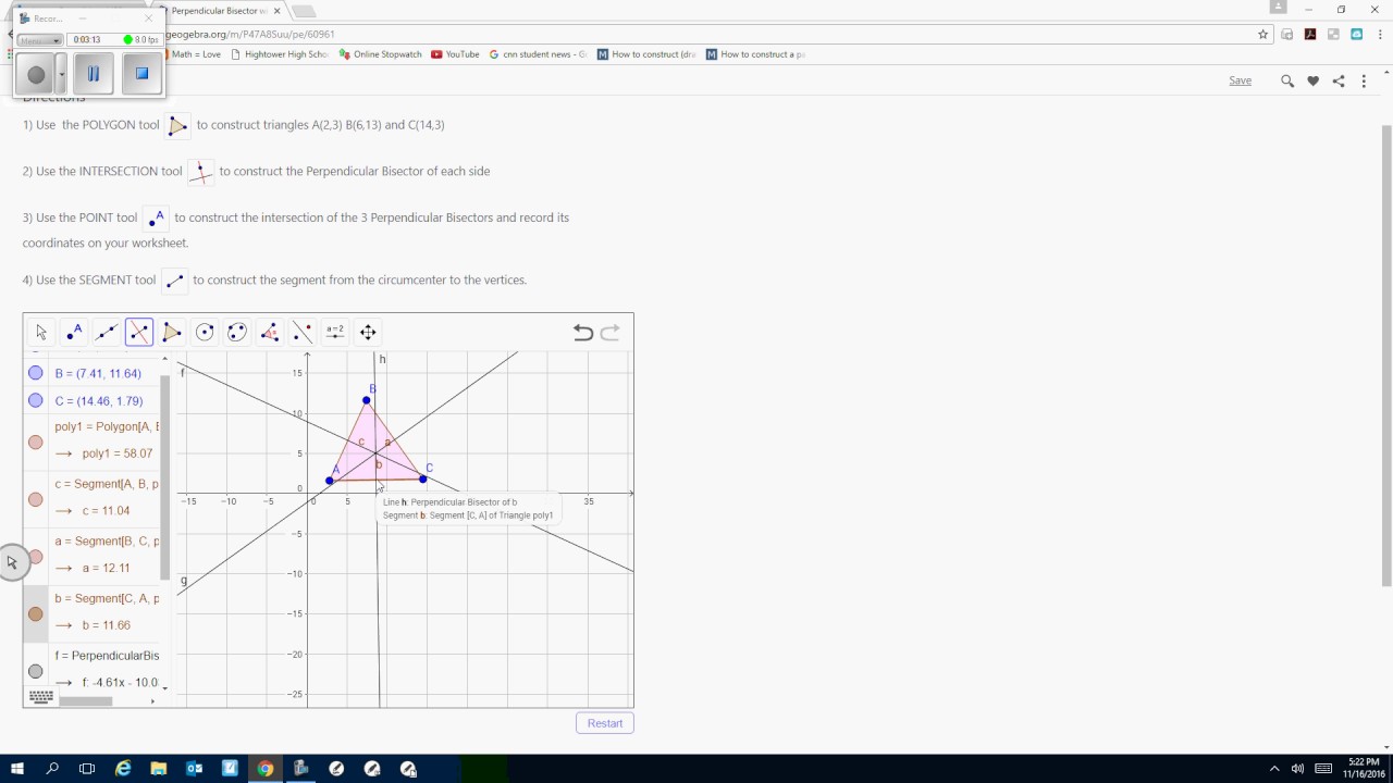 Geogebra Perpendicular Bisector Steps