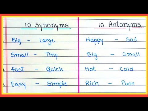 10 Synonyms and Antonyms | 10 Antonyms and 10Synonyms words | Antonym Synonym