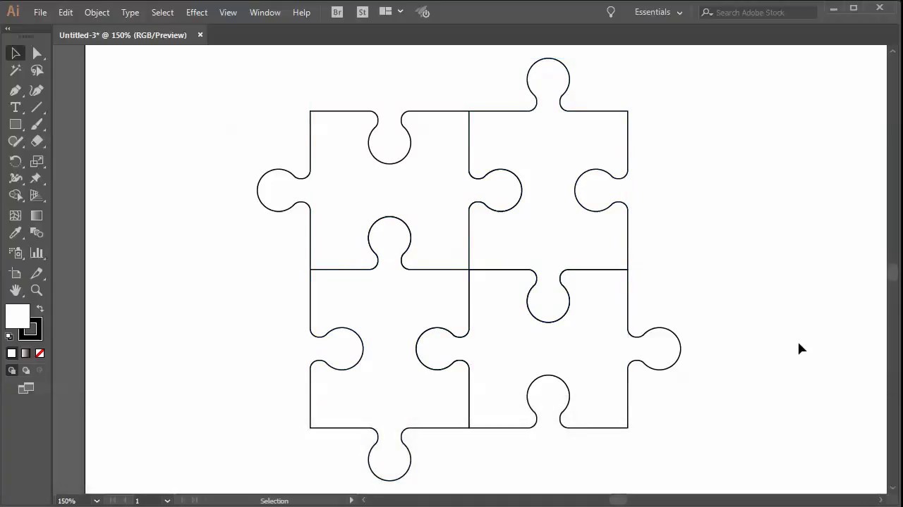 Puzzle icon. Tutorial Adobe Illustrator CC for beginners