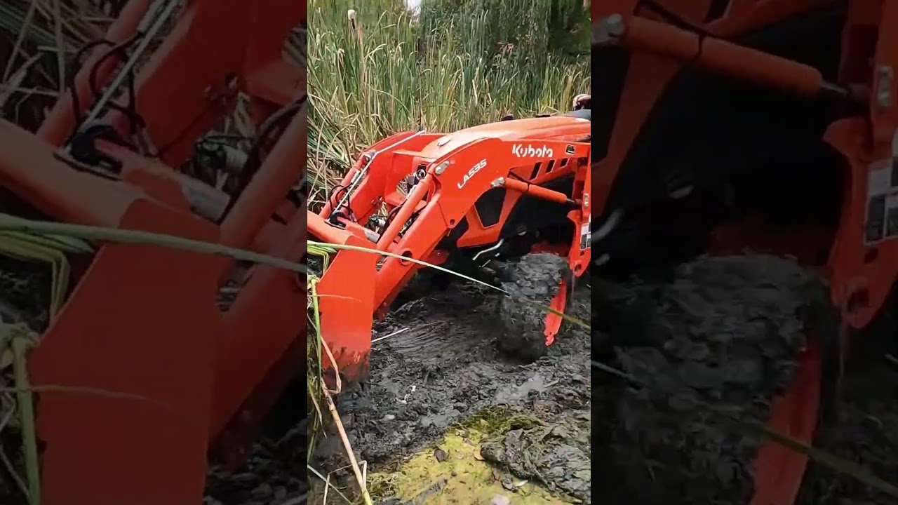 Scooping Pond Scum - Kubota Tractor